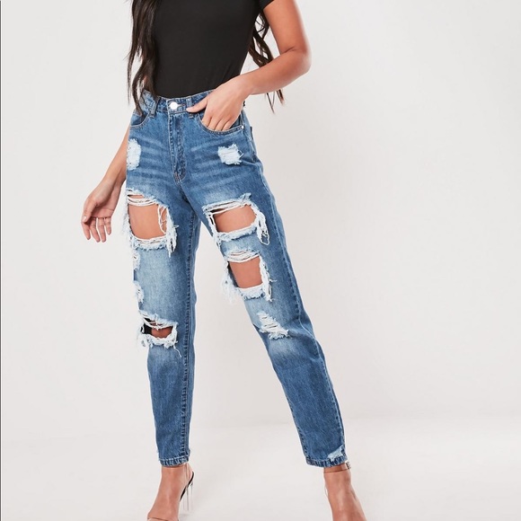Missguided | Jeans | Missguided Blue Riot Distressed Mom Jeans | Poshmark